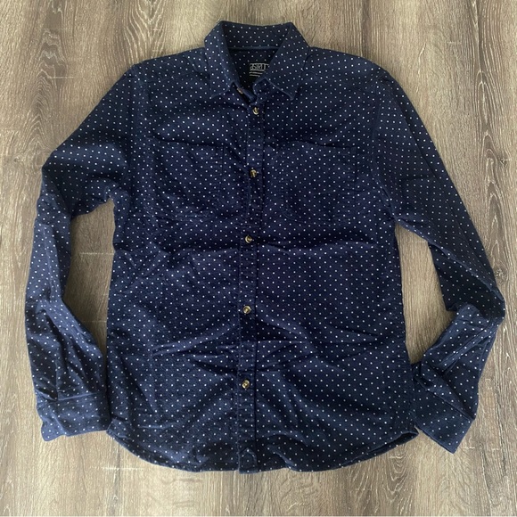 Shirts | Dstruct Navy White Polka Dot Button Down Shirt | Poshmark